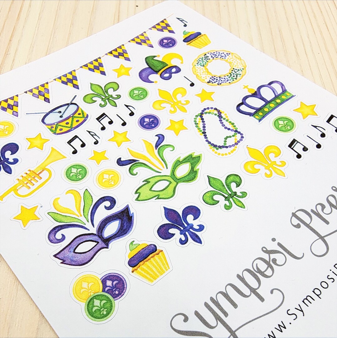 Mardi Gras Stickers - Watercolor Planner Stickers - Etsy