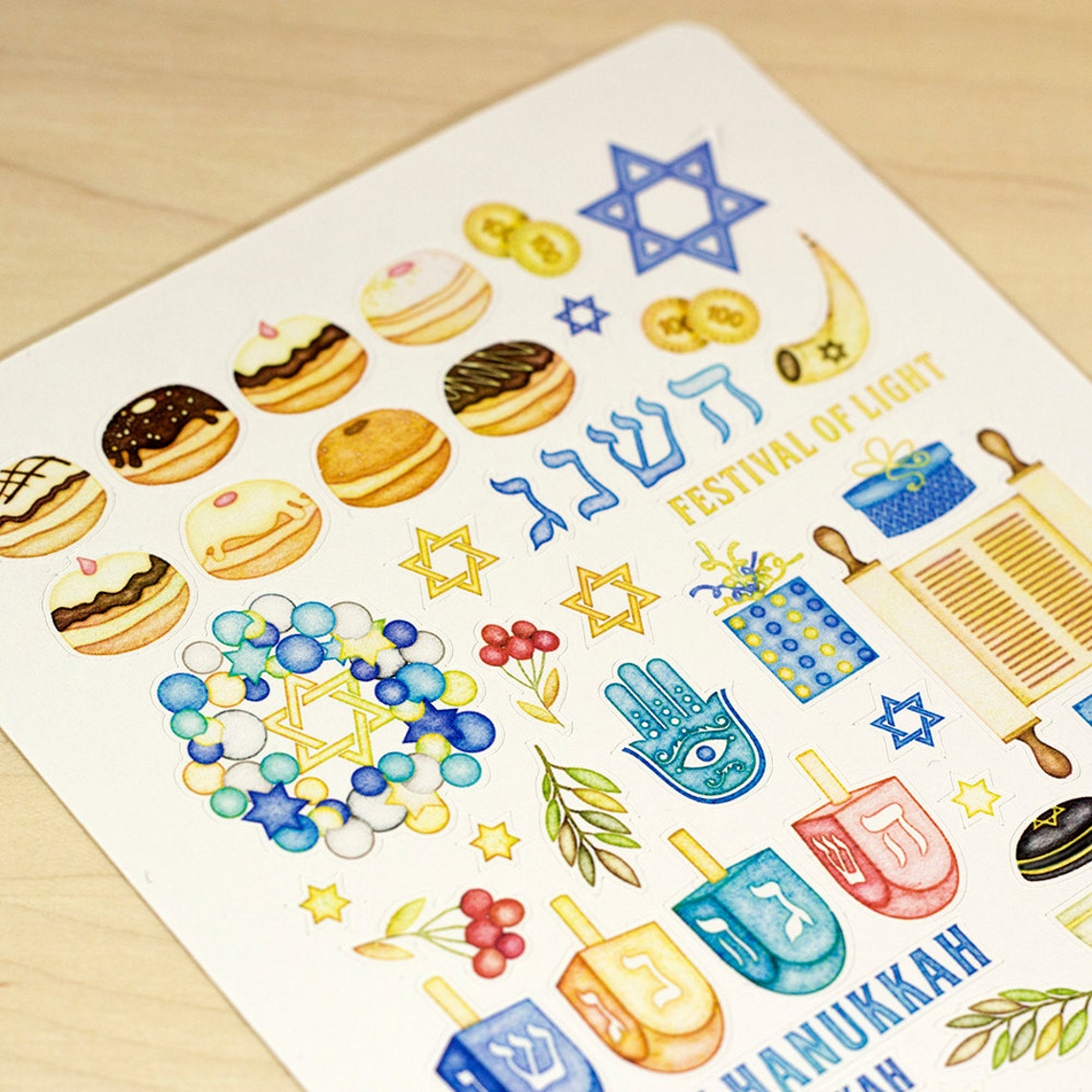 Hanukkah / Chanukah Watercolor Planner Stickers - Etsy