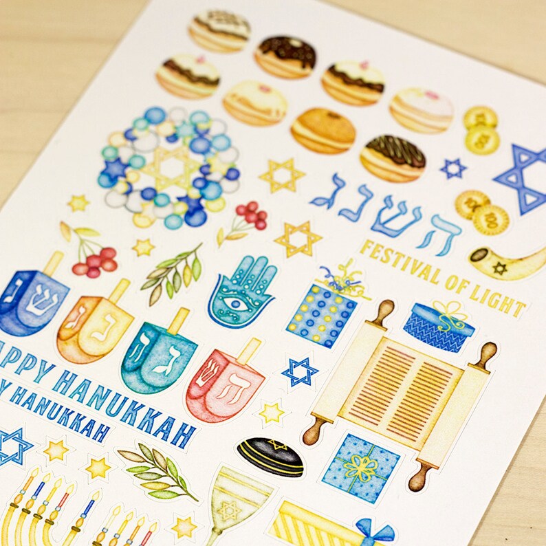 Hanukkah / Chanukah Watercolor Planner Stickers - Etsy