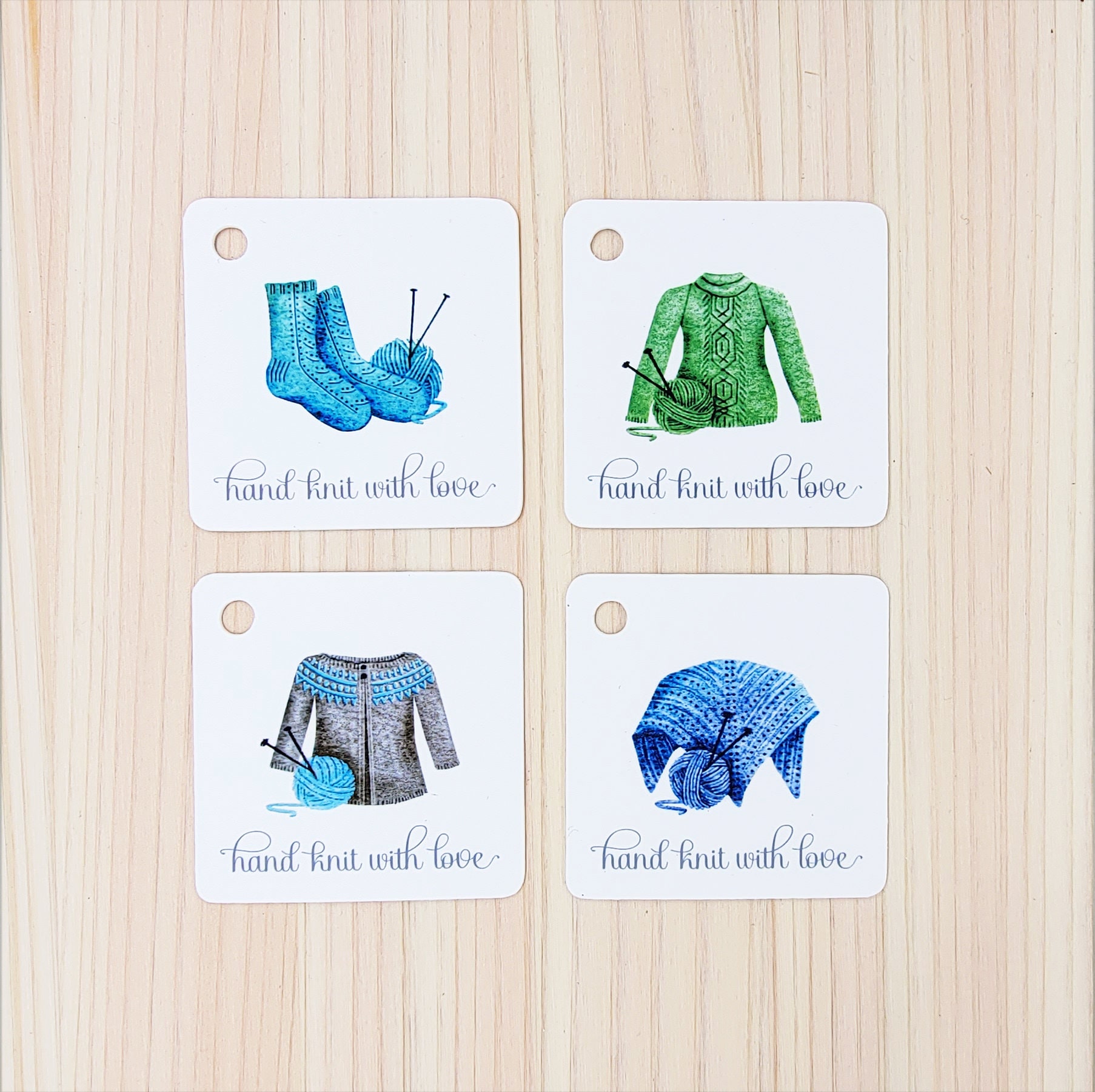 4 Knit Gift Tags in "rainforest" Colors - Etsy