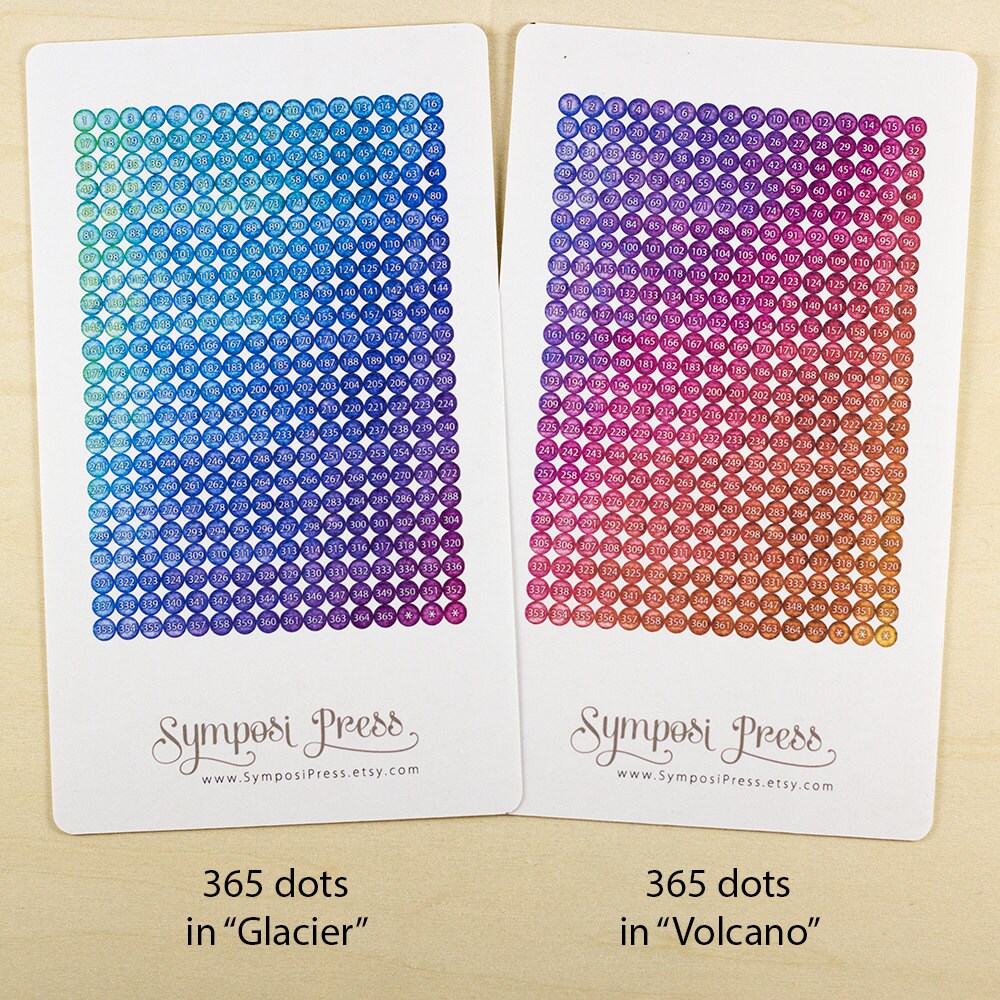 Small 365 Dots in glacier Watercolor Planner | Etsy