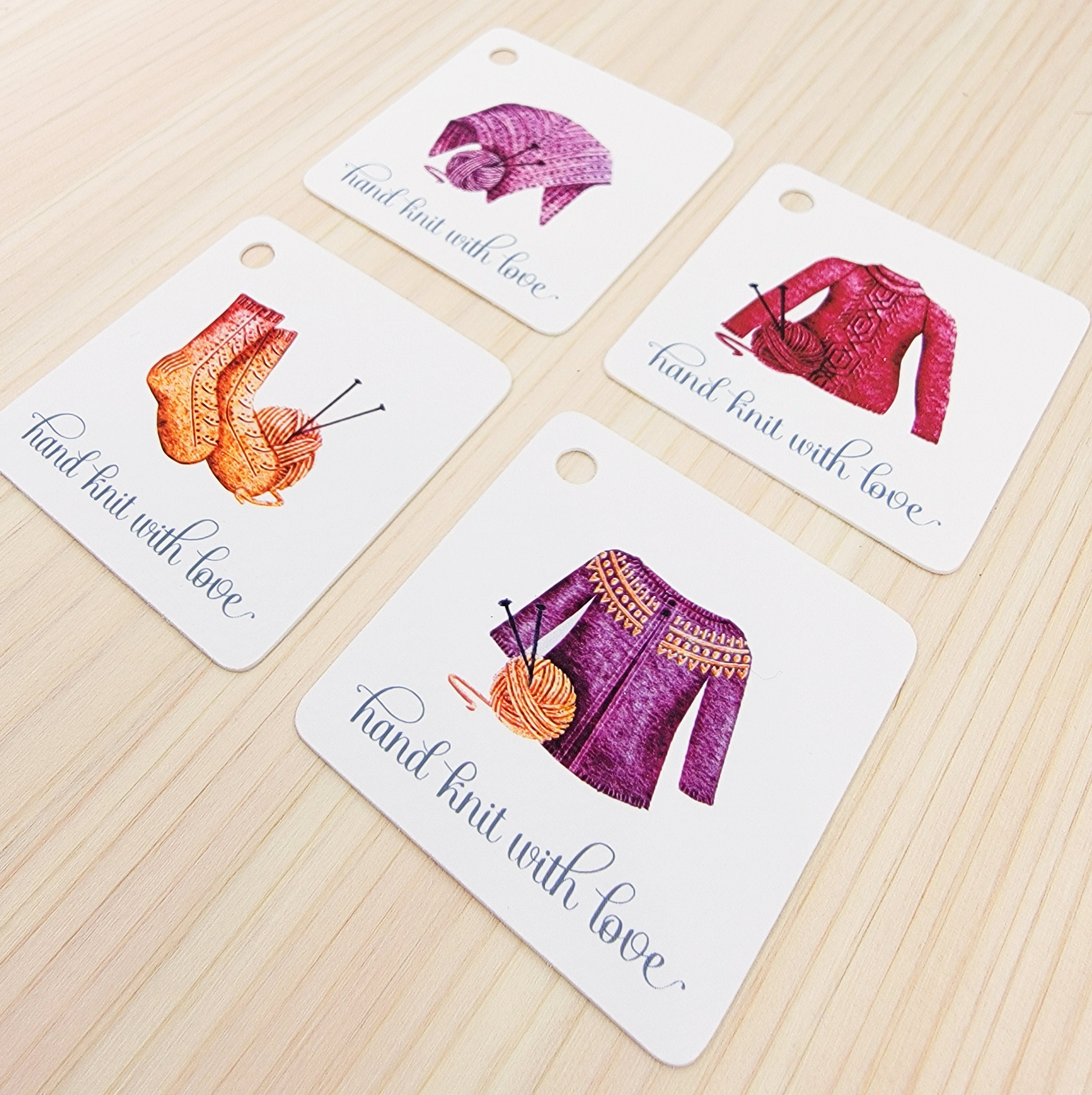 4 Knit Gift Tags in "mulberry" Colors - Etsy