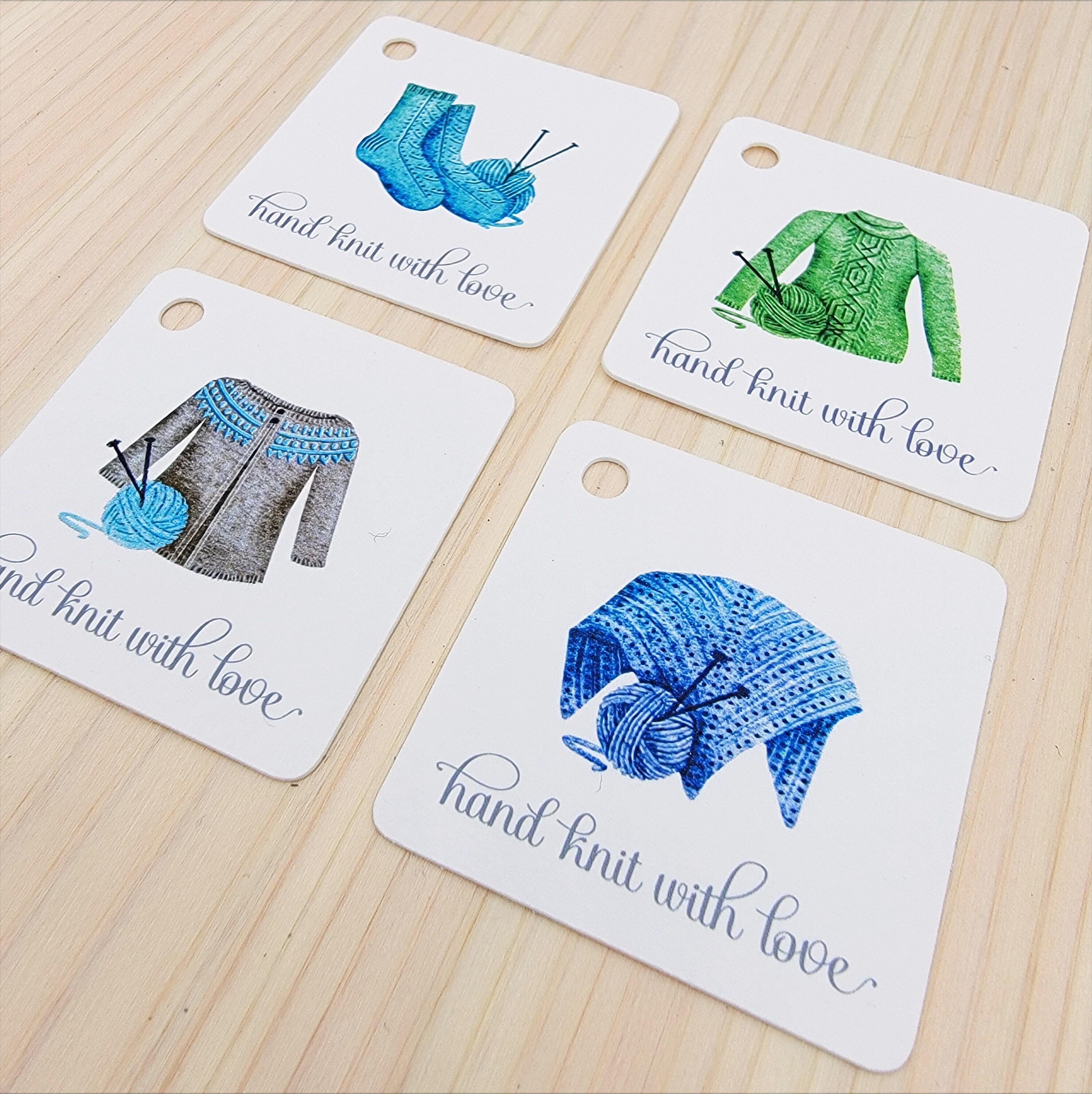 4 Knit Gift Tags in "rainforest" Colors - Etsy