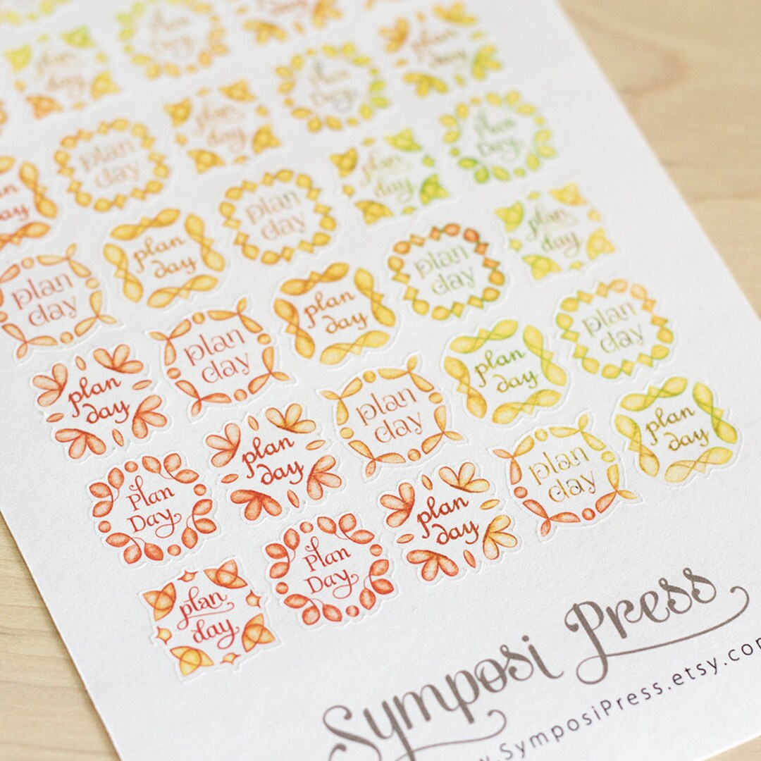 Plan Day in "foliage" - Watercolor Planner Stickers - Etsy