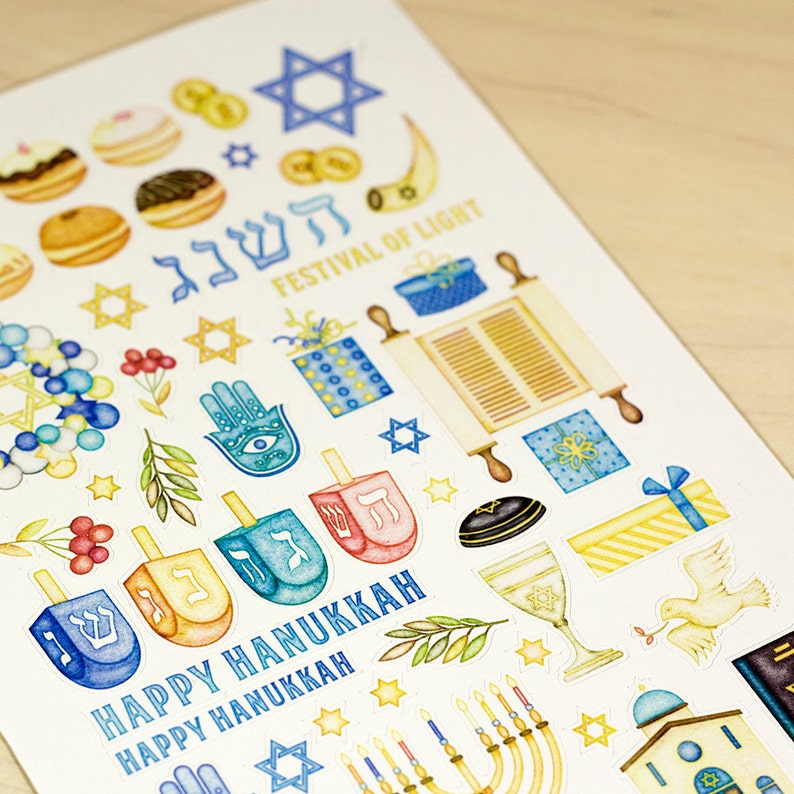 Hanukkah / Chanukah Watercolor Planner Stickers - Etsy