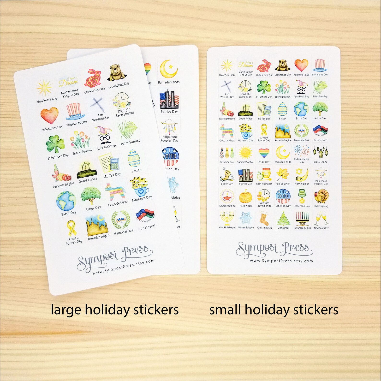 US Holidays Watercolor Planner Stickers LARGE two Sheet - Etsy