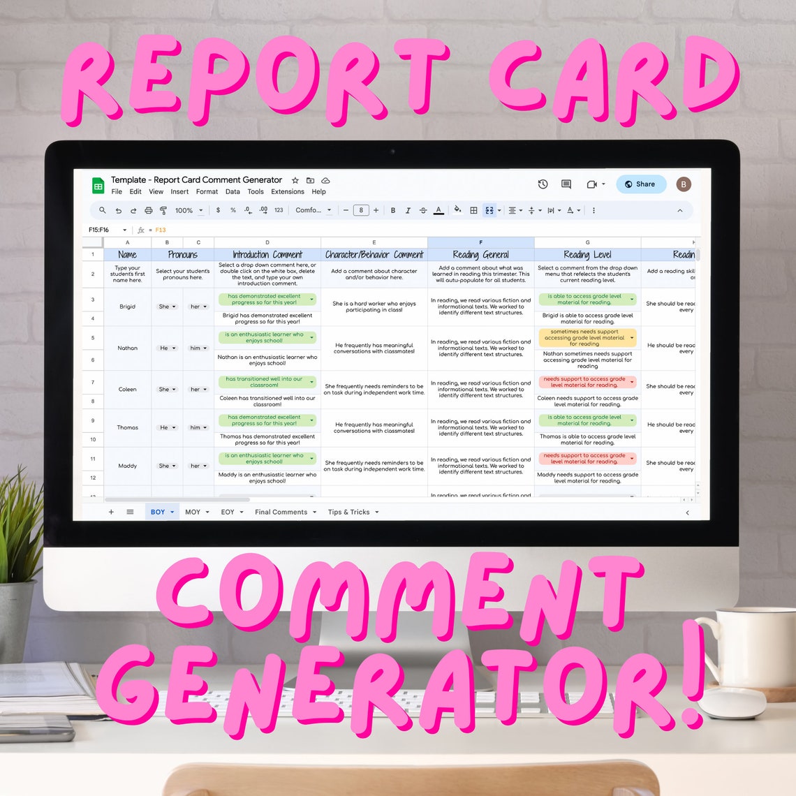 Teacher Report Card Comment Generator, Teacher Tools, Report Card ...