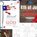 4th of July Christian Activity Coloring Painting Pages two Flag Digital ...