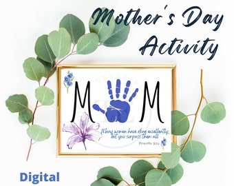 Mother's Day Handprint Art, Christian, Religious, Mommy Activity, Kids ...
