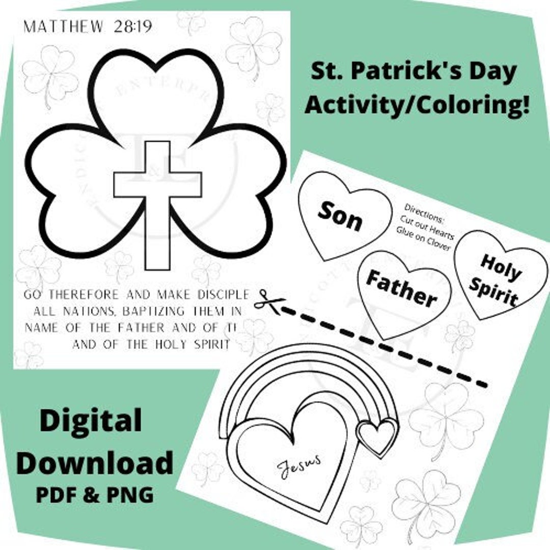 St. Patrick's Day Christian Activity Coloring Pages (two) Father, Son ...
