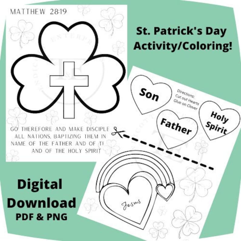 St. Patrick's Day Christian Activity Coloring Pages (two) Father, Son ...