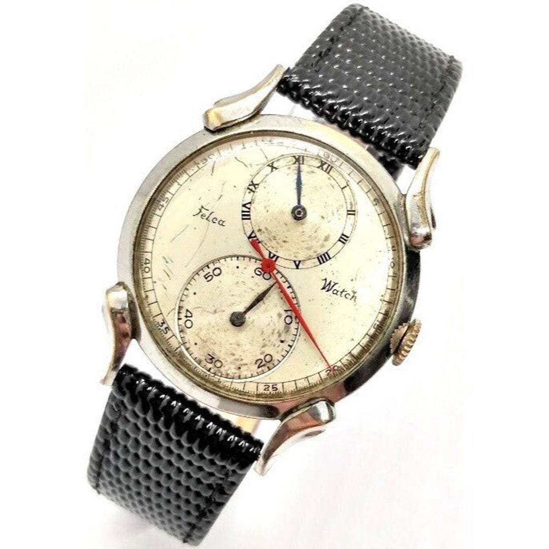 Rare Vintage Felca Regulator Men's Watch Swiss Silver Tone Retro ...