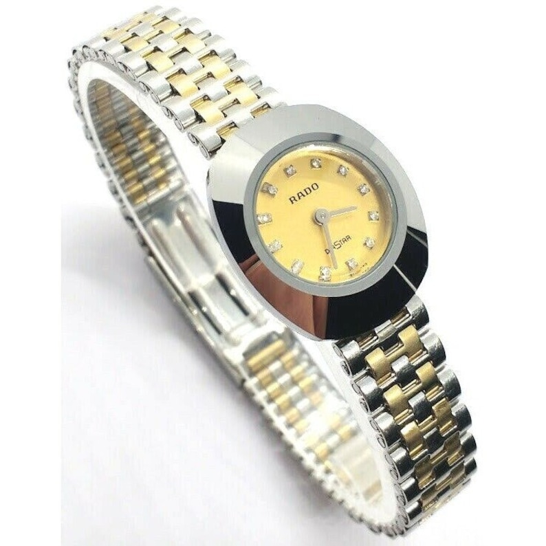 Rado Diastar Two-tone Diamond Dial Gold Plated Stainless Steel Women's ...