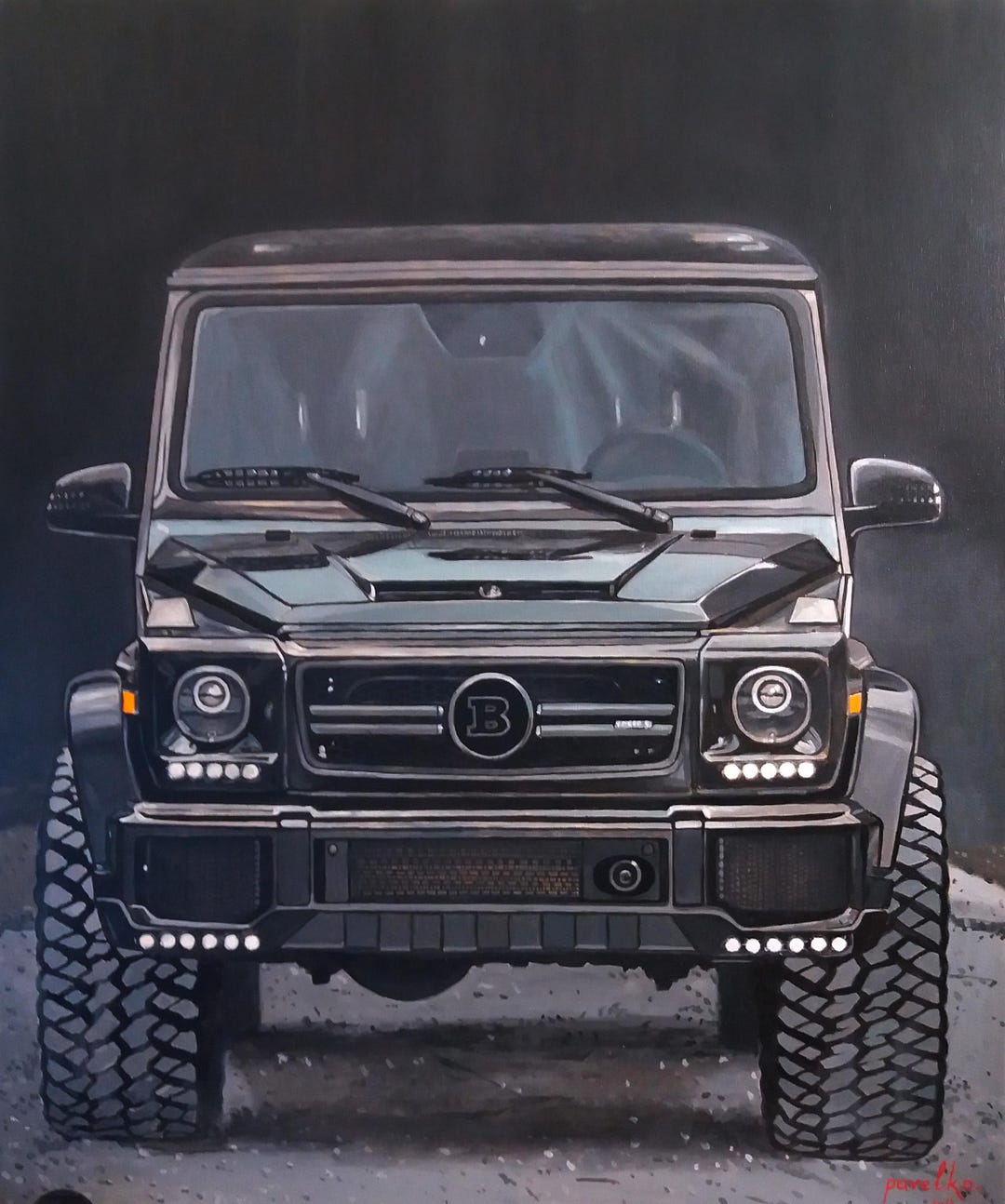 Custom Brabus G-wagon Painting – Hand-painted Acrylic on Canvas | Black ...