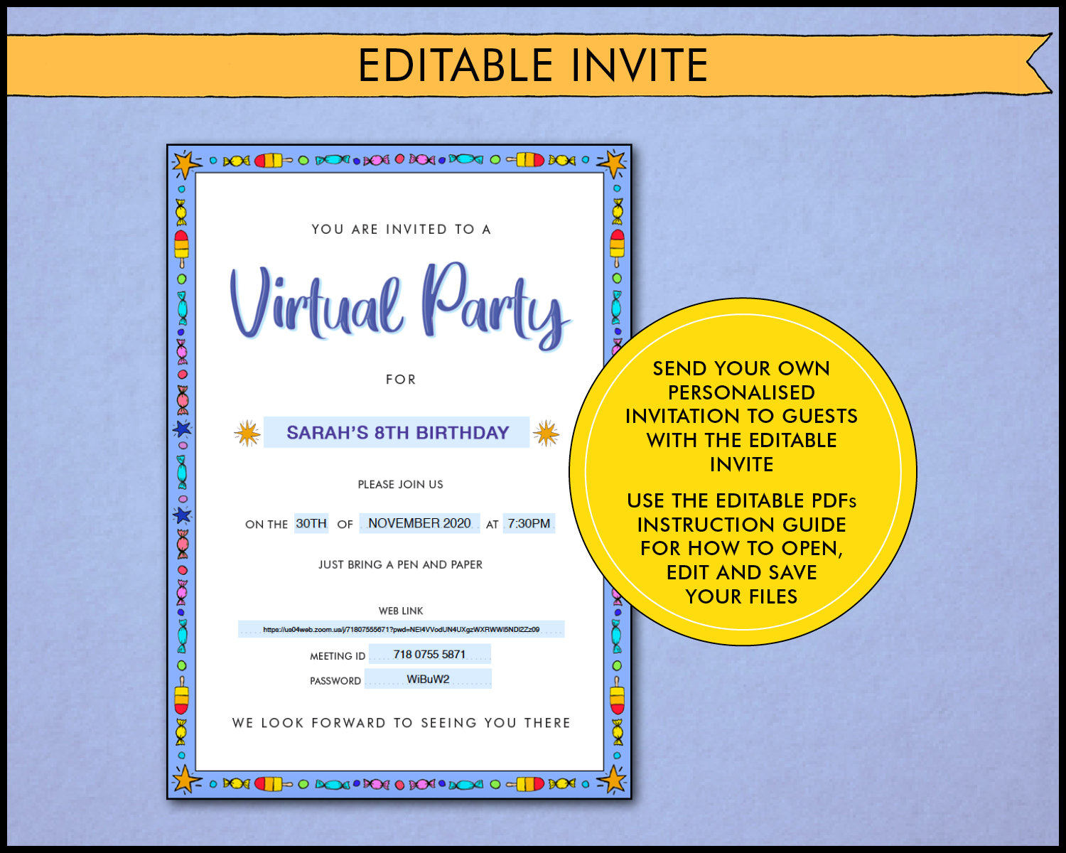 Children's Virtual Birthday Online Animated Games Party | Etsy