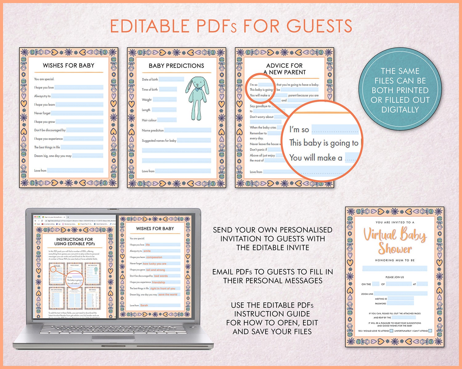 Complete Virtual Baby Shower Party Pack – Neutral Theme, Online Baby ...