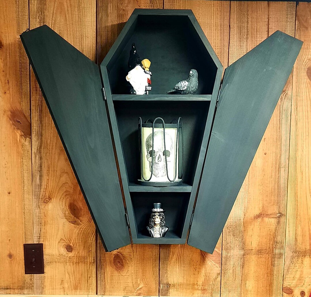 Coffin Book Case,coffin Shelf,coffin With Doors,hanging Coffin Display ...