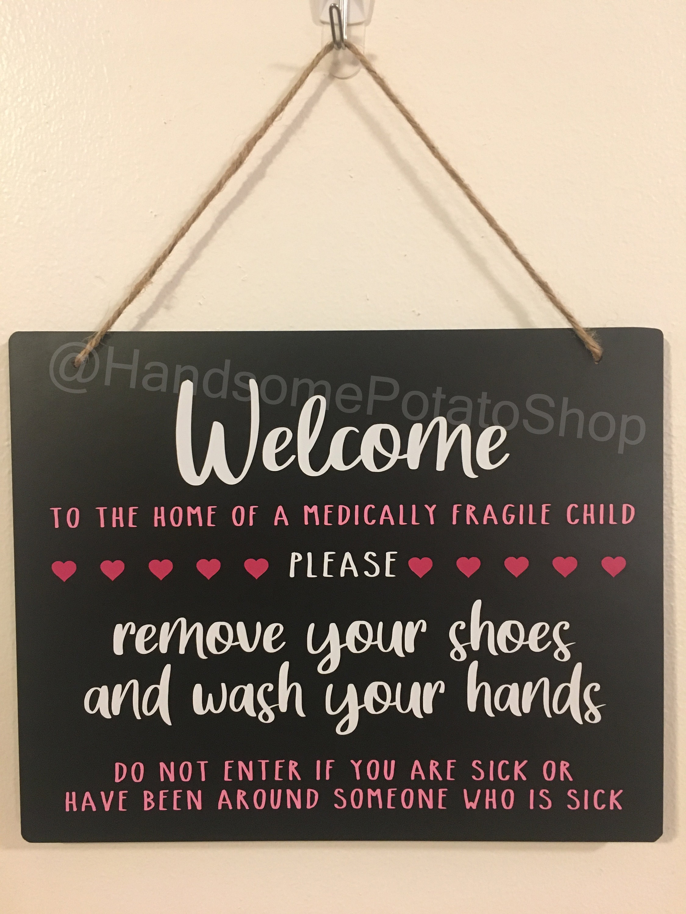Medically Fragile Child warning hanging door sign | Etsy