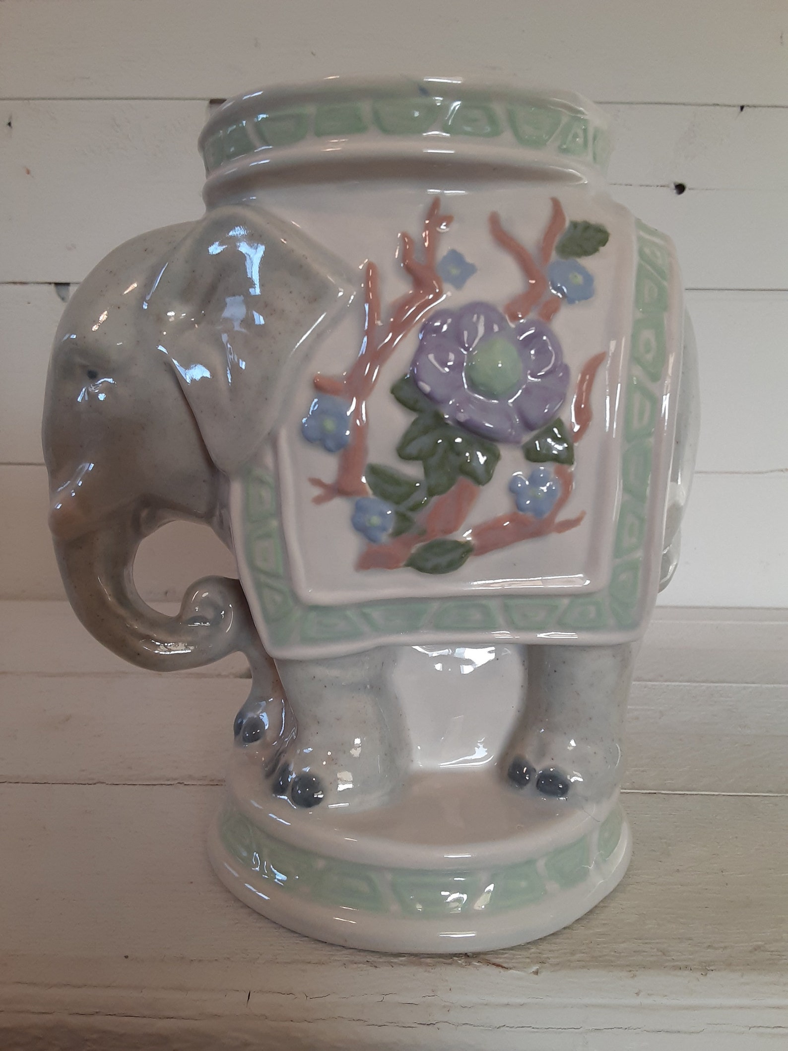 Vintage Ceramic Asian Elephant Pillar Candle Holder Elephant Safari ...