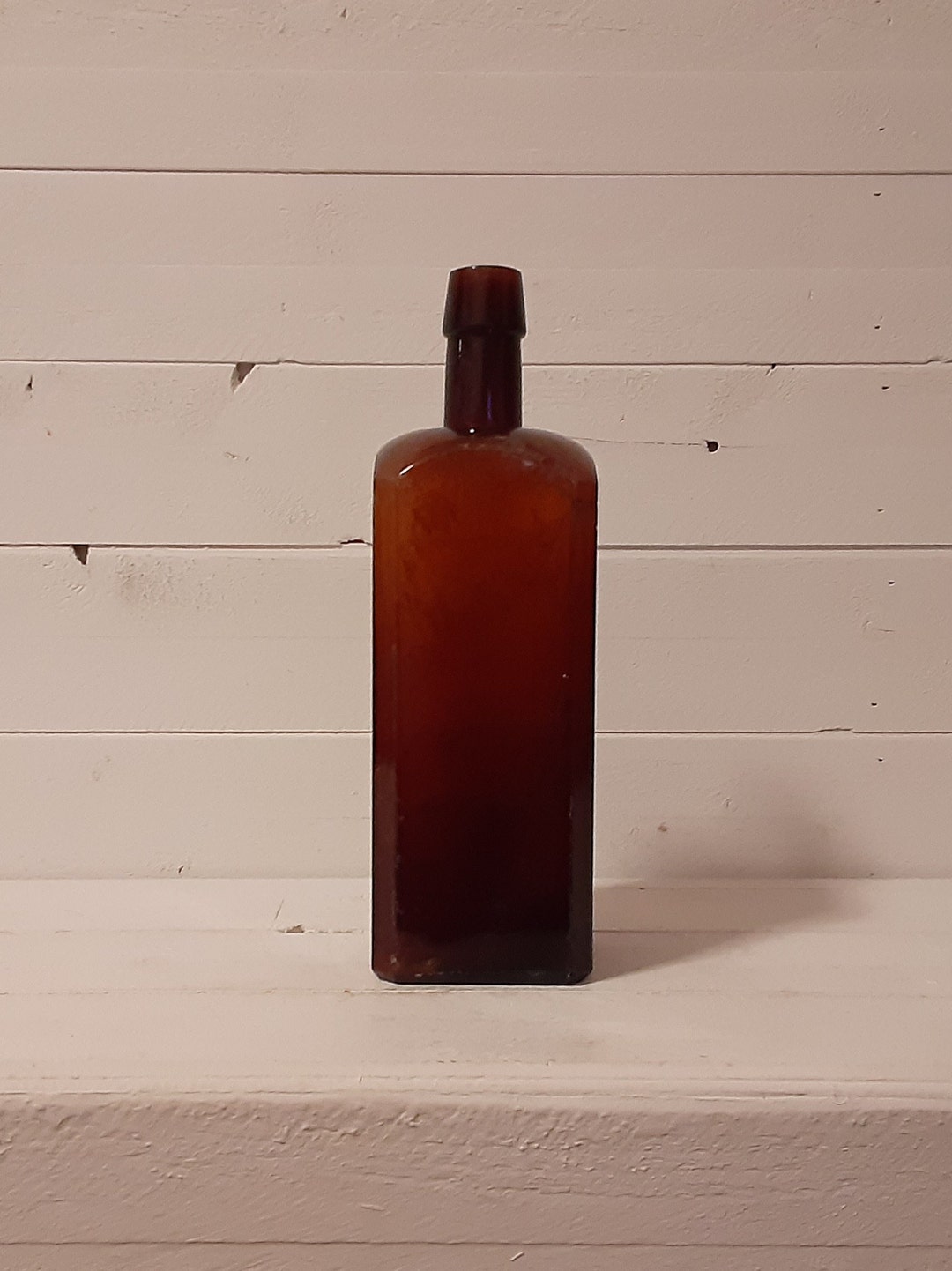 Antique 10" Tall SB&G Co Streator Bottle and Glass Company Square Amber ...