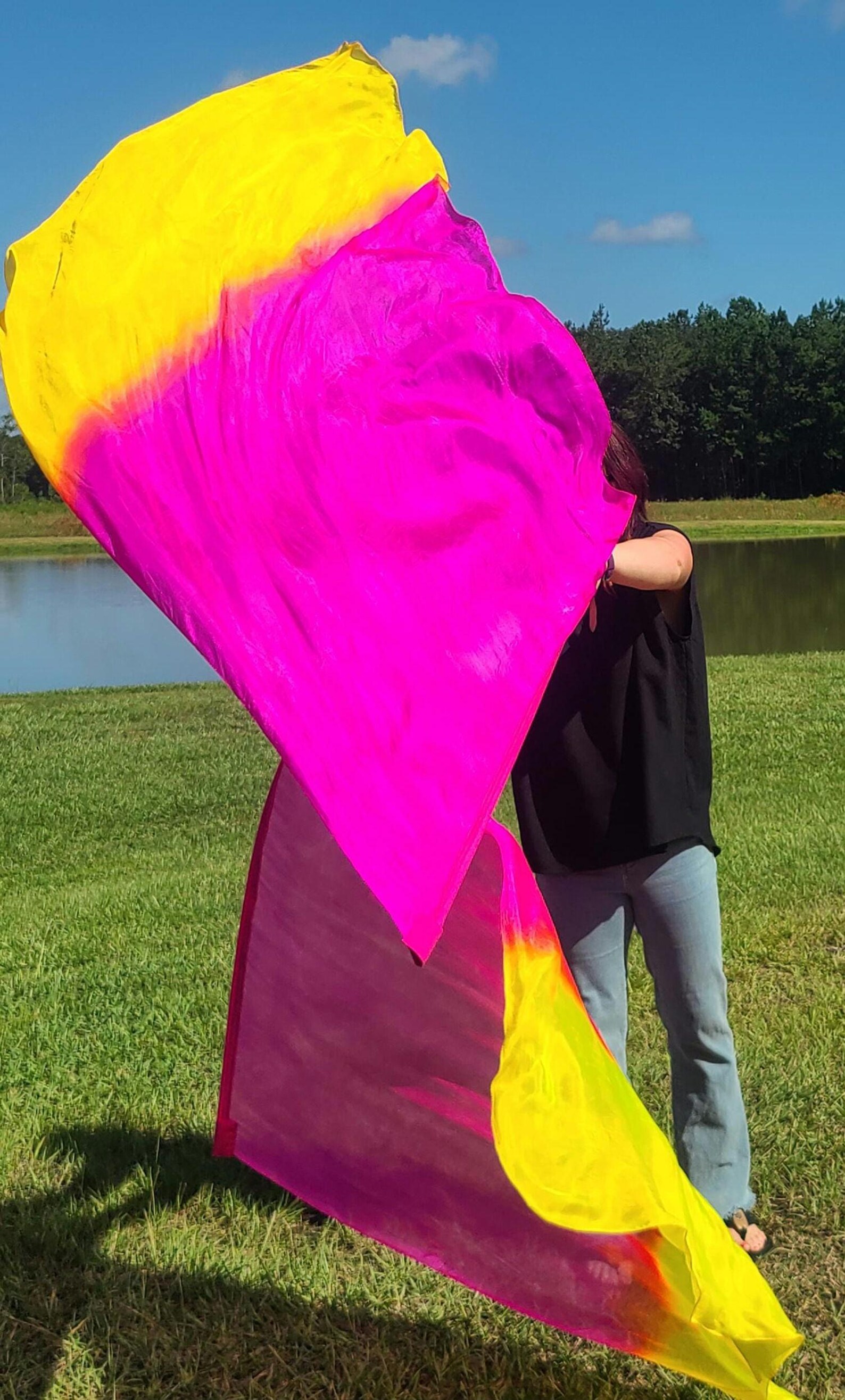 Hand-dyed Silk Worship Flags: Neon Pink to Red Flame - Burning Ones - Etsy