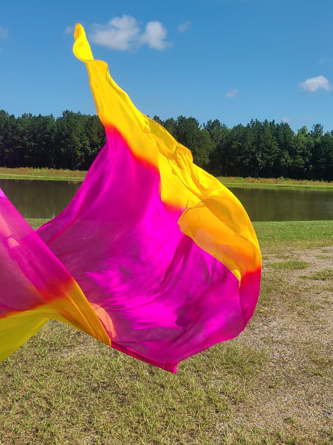 Hand-dyed Silk Worship Flags: Neon Pink to Red Flame - Burning Ones - Etsy
