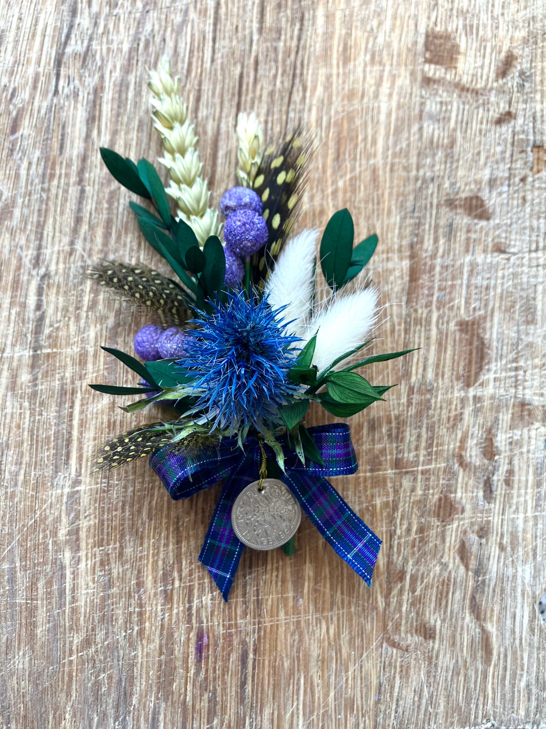 Thistle, Sixpence and Tartan Scottish Themed Buttonhole With Pride of ...