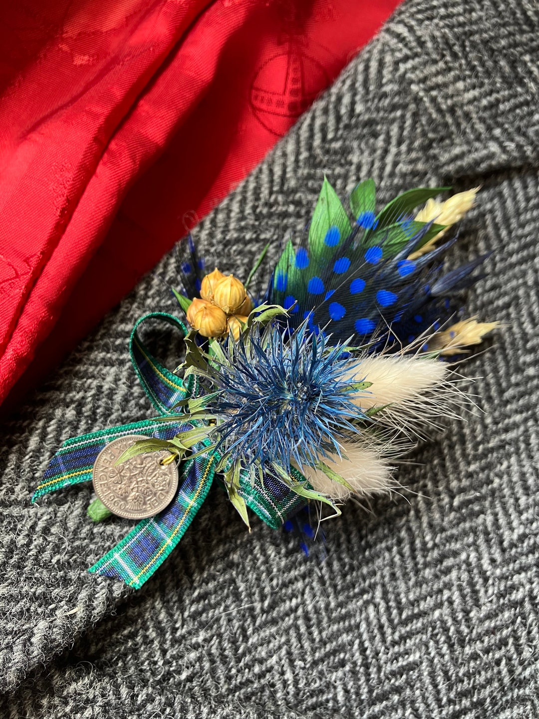 Thistle, Sixpence and Tartan Scottish Themed Buttonhole With Campbell ...