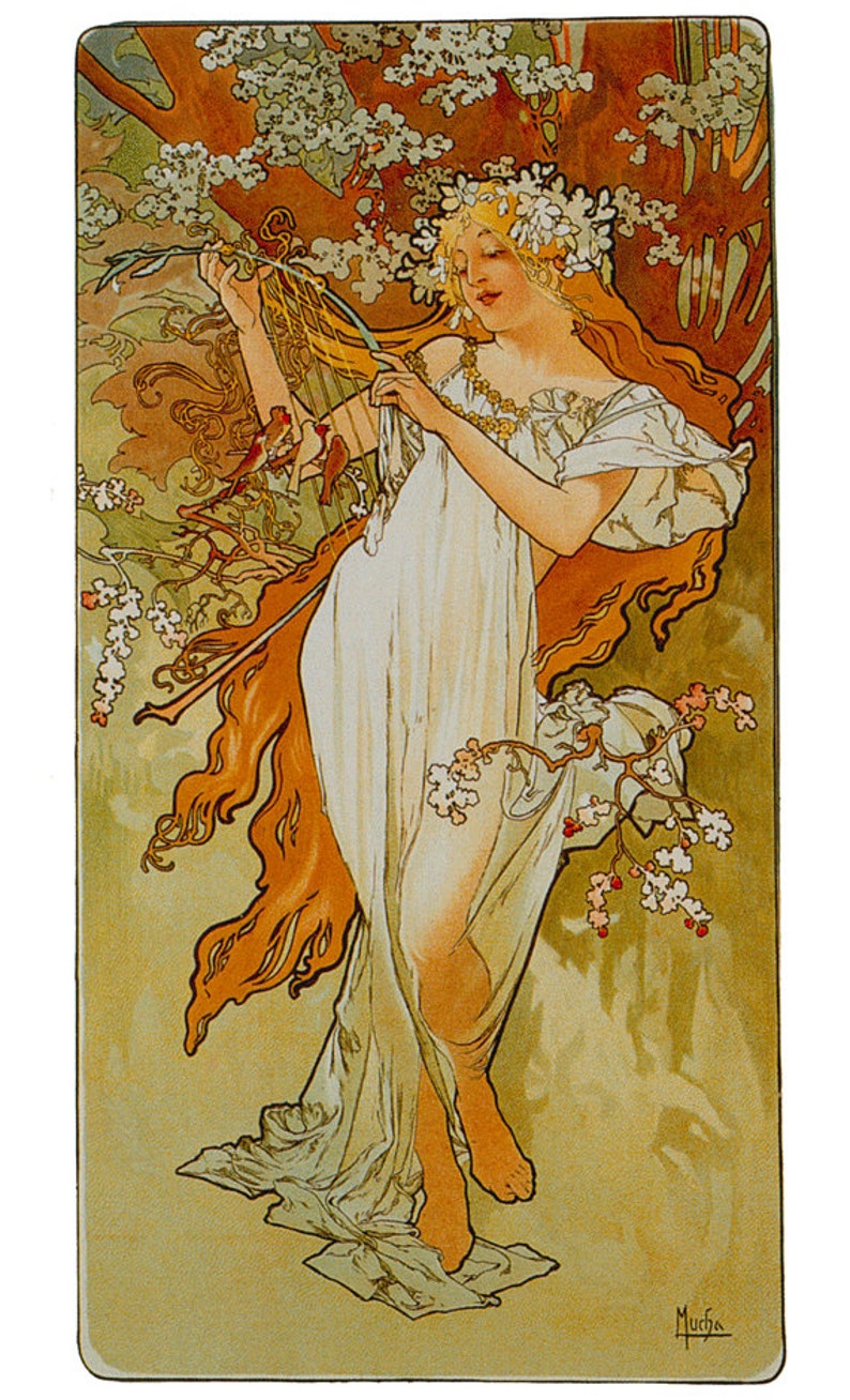 Vintage Printable Seasons by Mucha Art Nouveau Posters Available as a ...