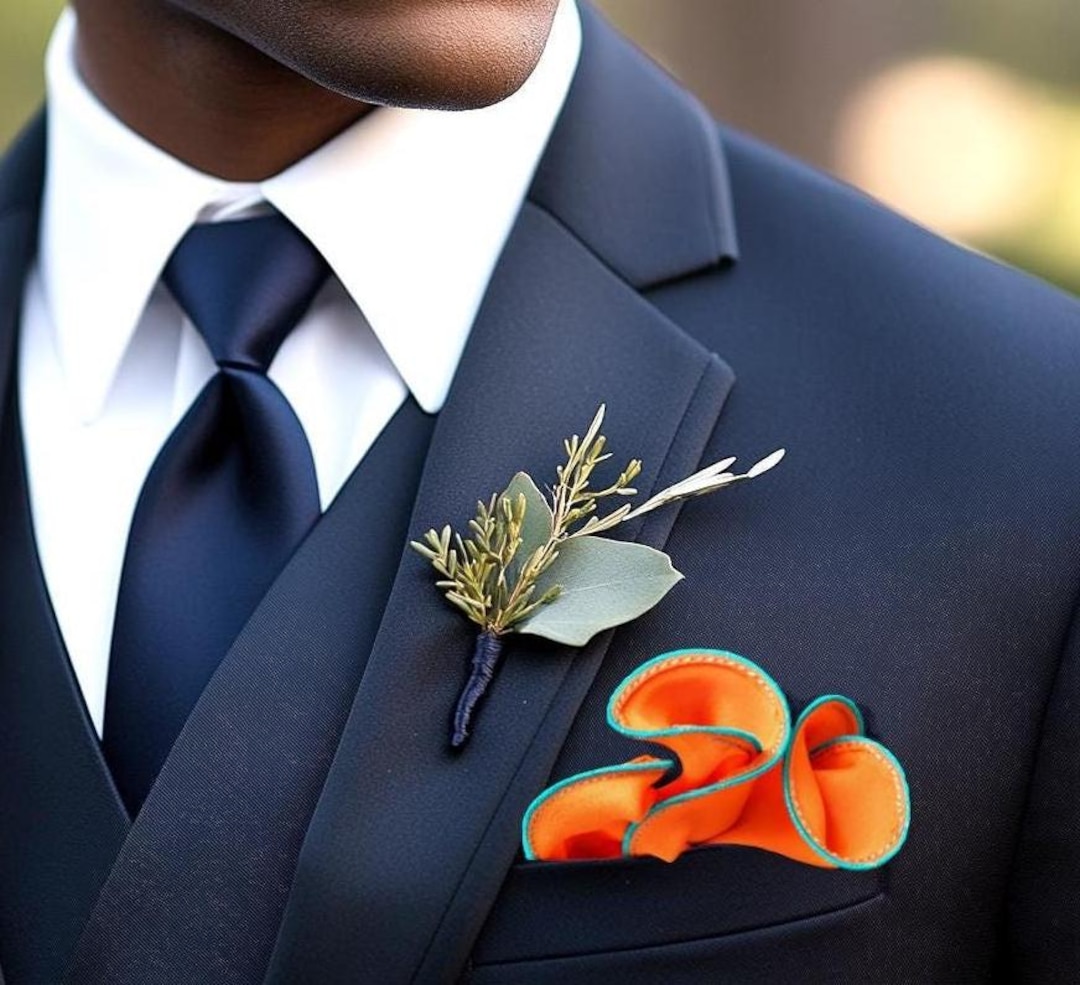 Orange Pocket Square for Man, Luxury Pocket Square, Silk Wedding ...