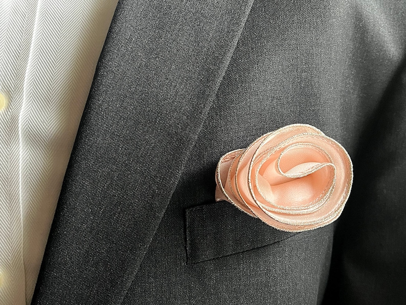 Handmade Pink Silk Pocket Square: Metallic Silver Edging, Wedding ...