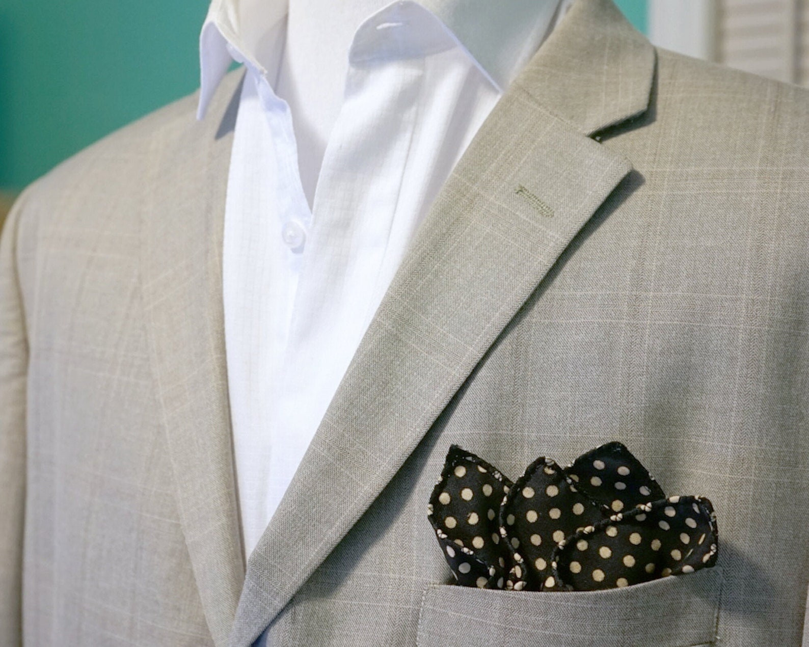 Polka Dot Pocket Square Mens Pocket Square With Black and Tan | Etsy