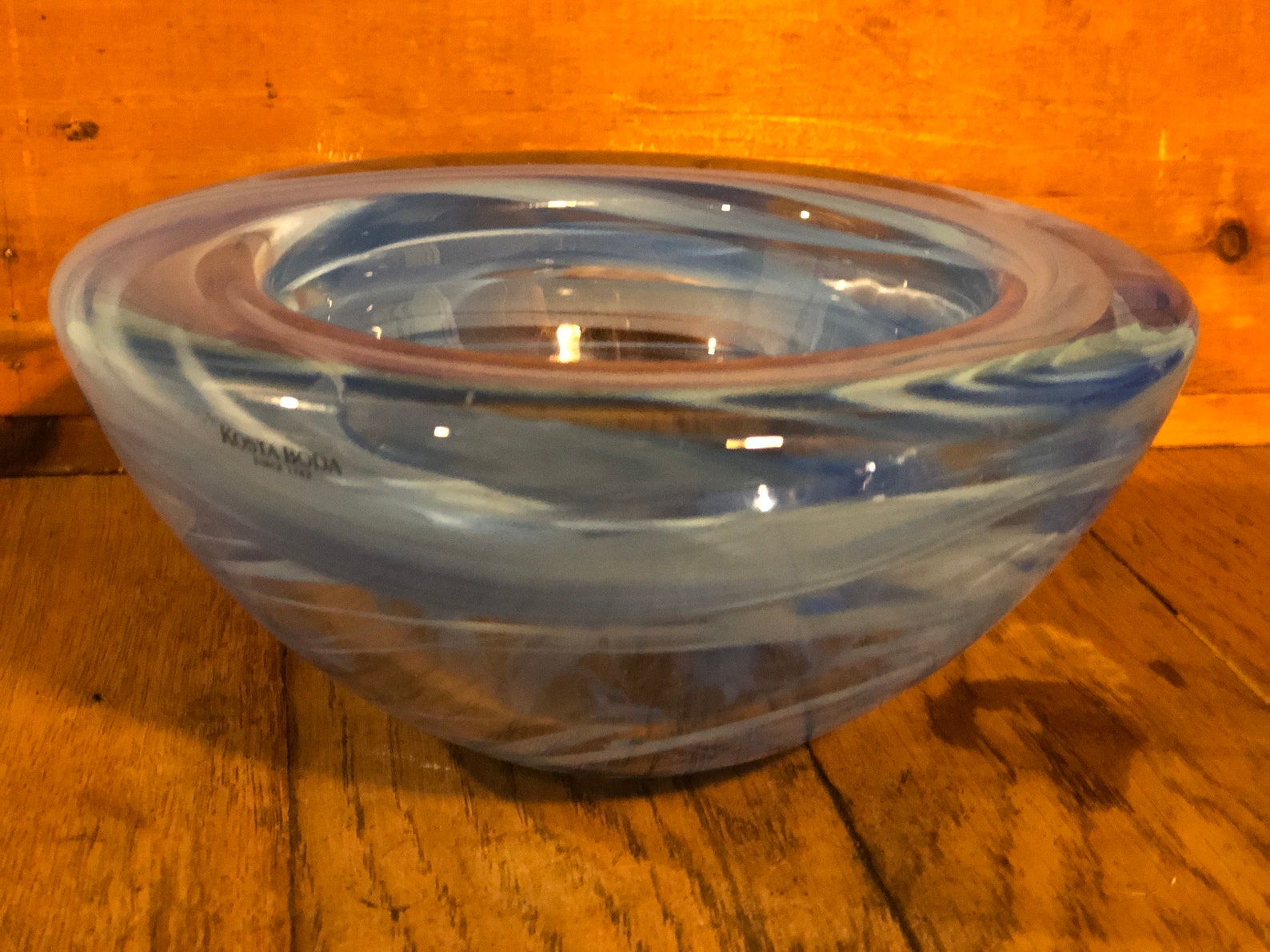 Vintage Kosta Boda Small Periwinkle Blue Swirl Bowl Swedish Art Glass ...