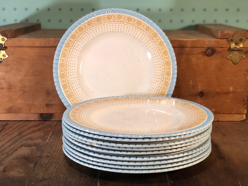 Vintage Set of 10 Crescent Ivory George Jones & Sons China Small Plates ...