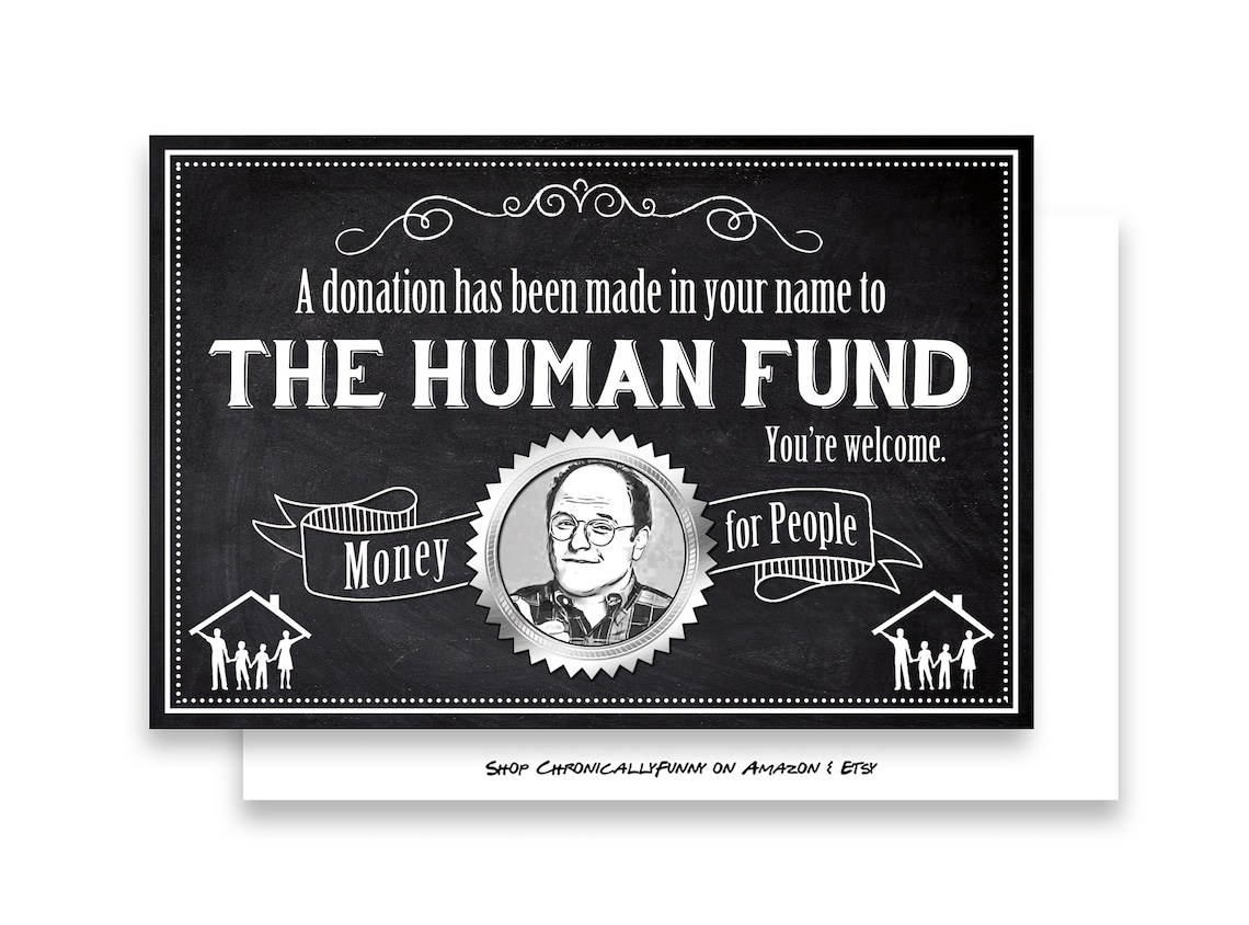 Seinfeld The Human Fund Gift Notification Card | Etsy