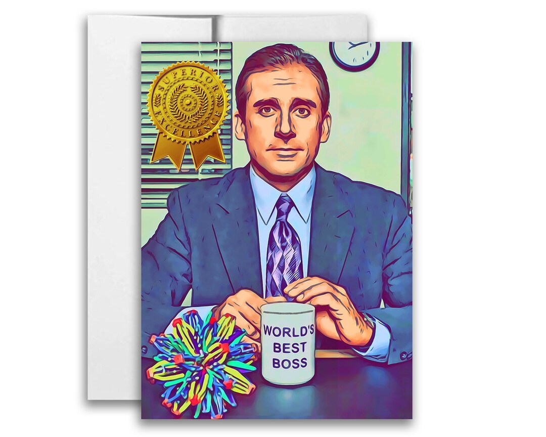 World's Best Boss Michael Scott Inspired Card 5x7 Inch W/envelope - Etsy