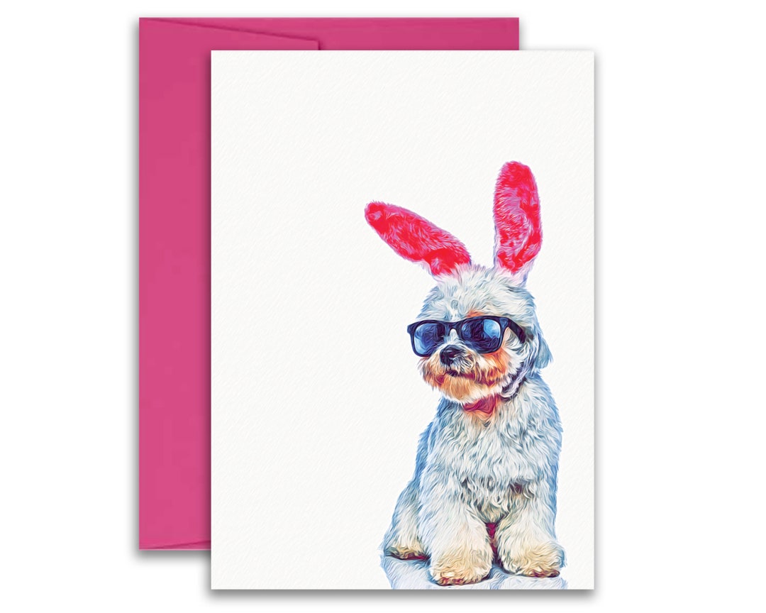 Dog Easter Bunny Rabbit Bichon White Dog Card 5x7 Inches W/envelope - Etsy