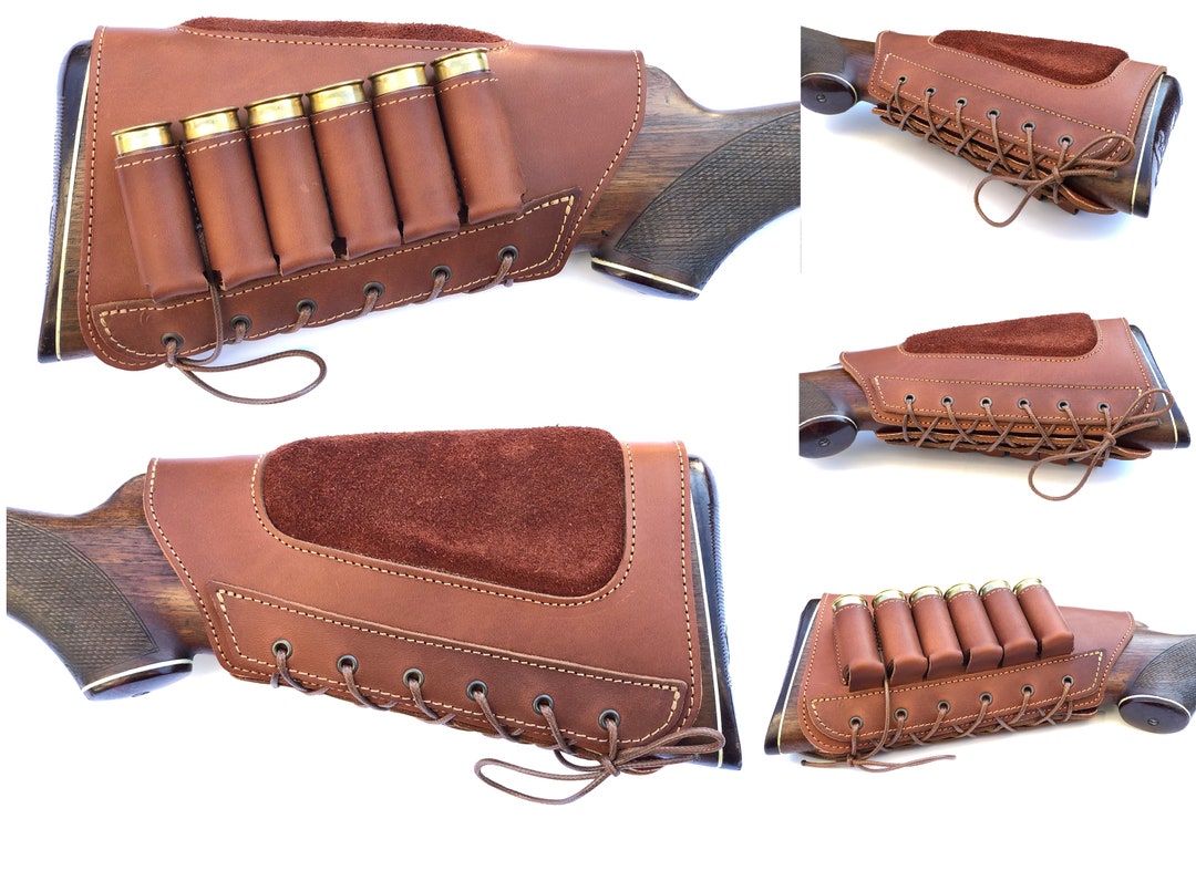 Leather Buttstock Cover Shell Holster Hunting Shell Holder With Suede ...