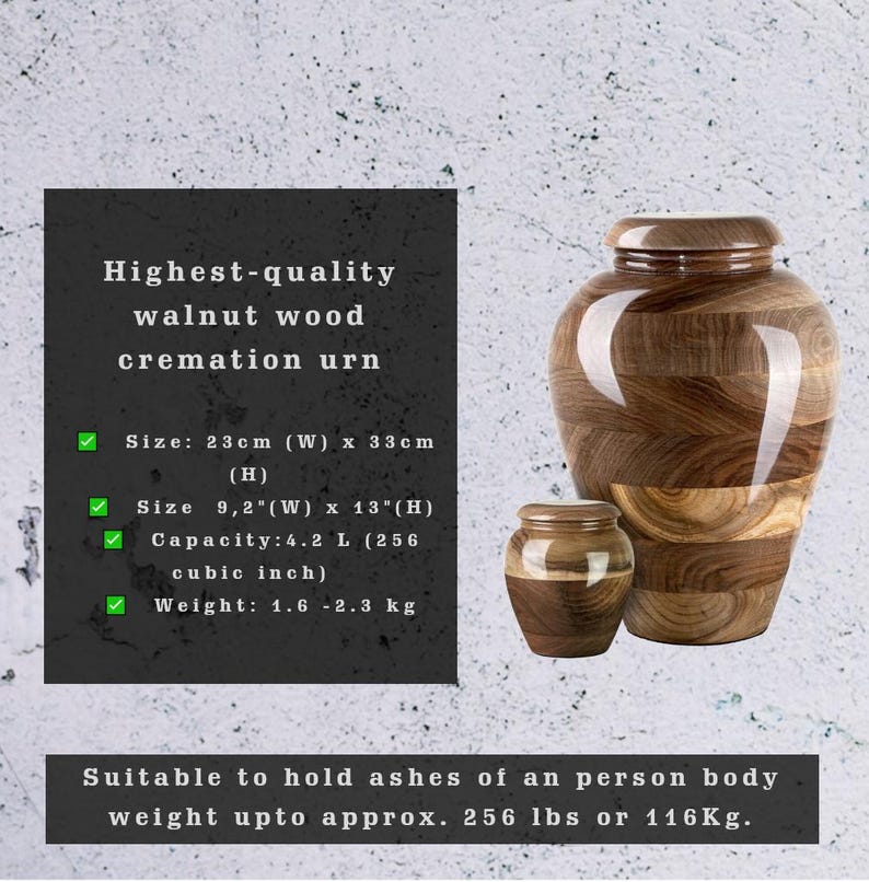 Special Italian Walnut Cremation Funeral Urn for Ashes Cremation Urn ...