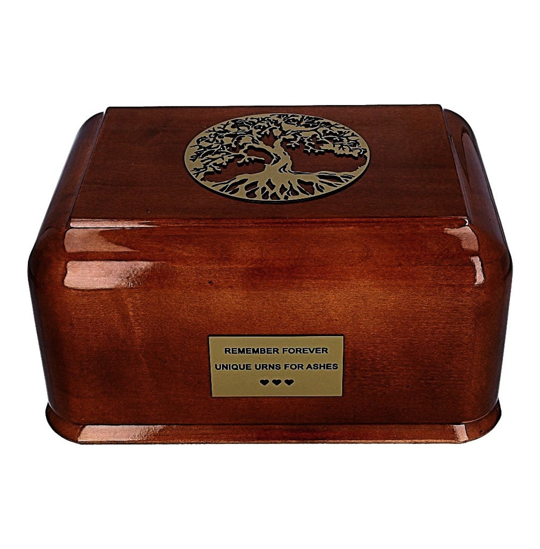 Tree of Life Solid Wood Casket Human Funeral Ashes Urn for Adult ...