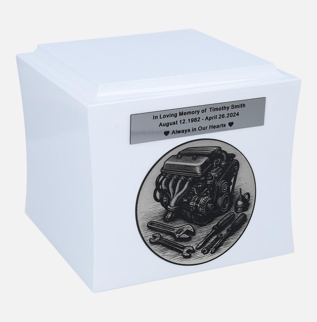Mechanic Ashes Urn Urn for a Cars Lover Engine Symbol Urn for Ashes ...