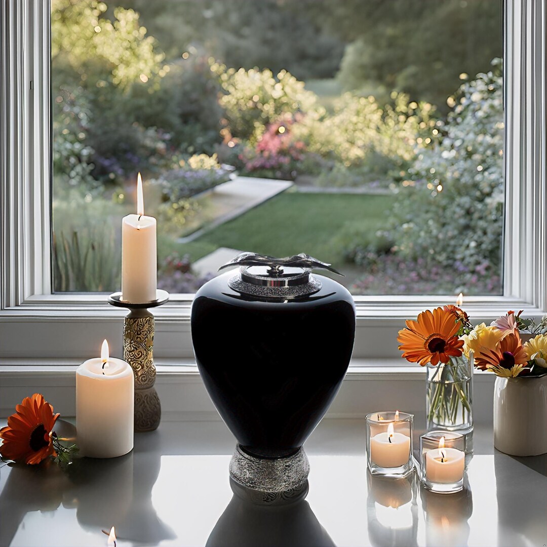 Exclusive Black Pearls Glass Cremation Urn for Adult Funeral Urn for ...