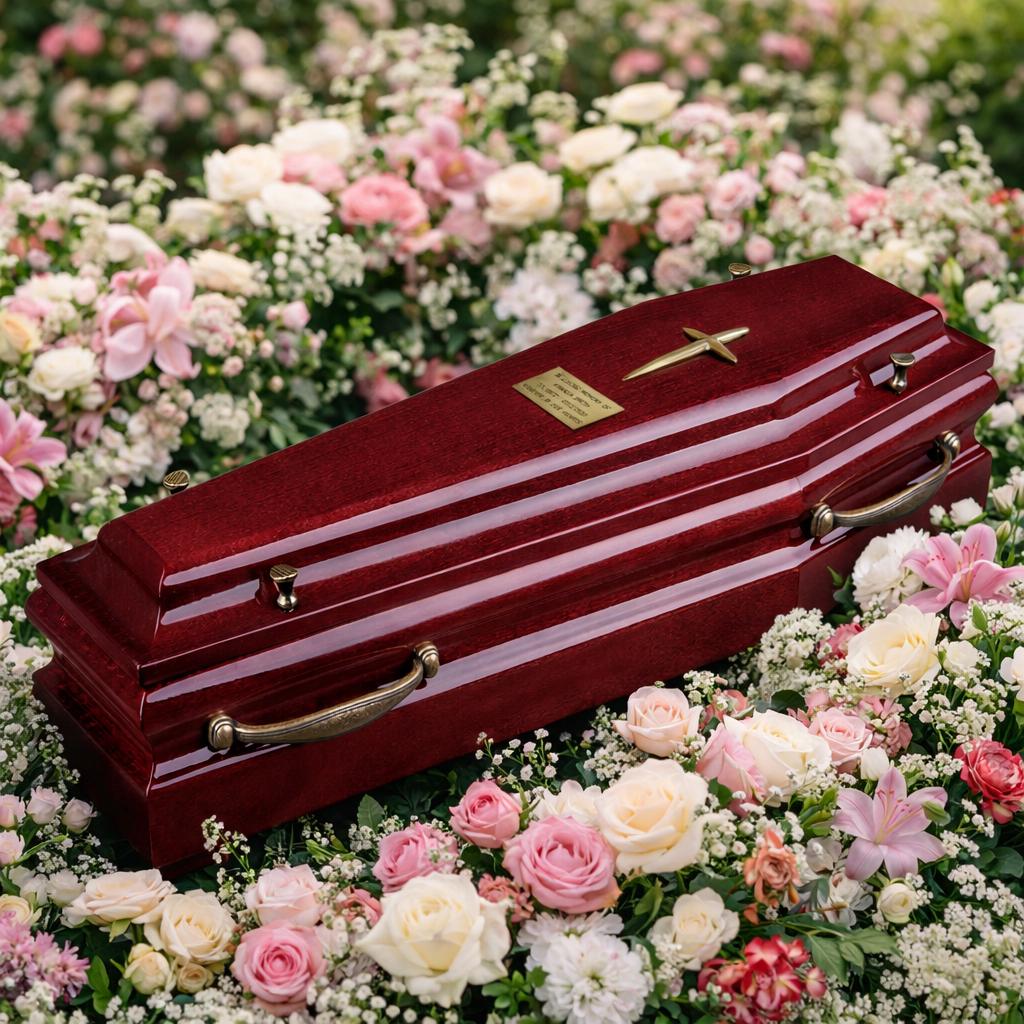 Beautiful Casket for Ashes With Gold Cross and Handles Adult Cremation ...