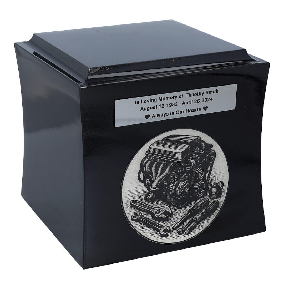 Mechanic Ashes Urn Urn for a Cars Lover Engine Symbol Urn for Ashes ...