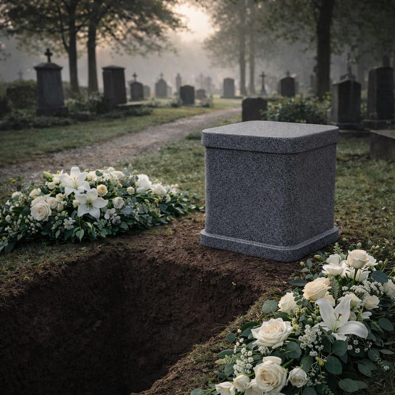 Burial Set of Cremation Urn and Vault for Burial With Urn for Ashes Urn ...