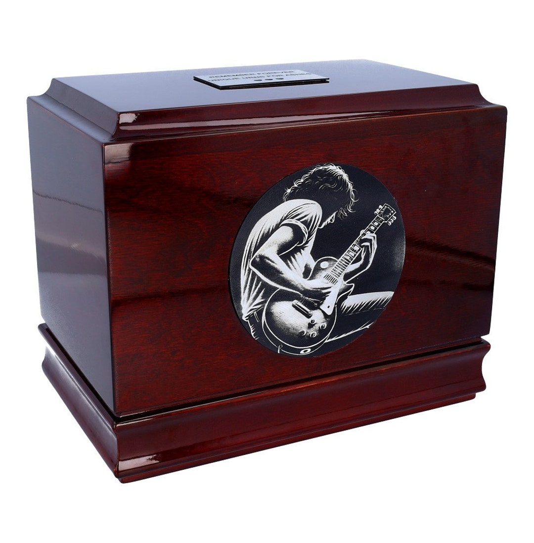 Urn for Guitarist Music Cremation Urn With Guitar Musician Memorial Urn ...