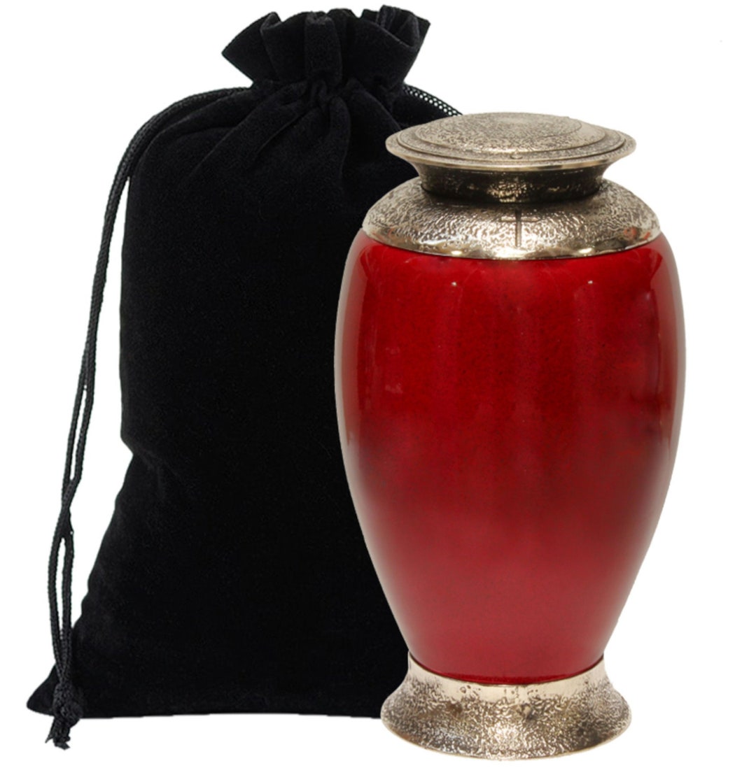 Exclusive Beautiful Glass Cremation Urn Red Funeral Urn for Ashes Adult ...