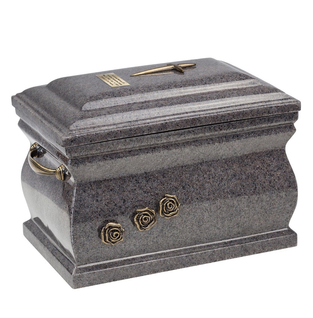 Granite Casket Cremation Ashes Urn for Adult With Brass Roses - Etsy