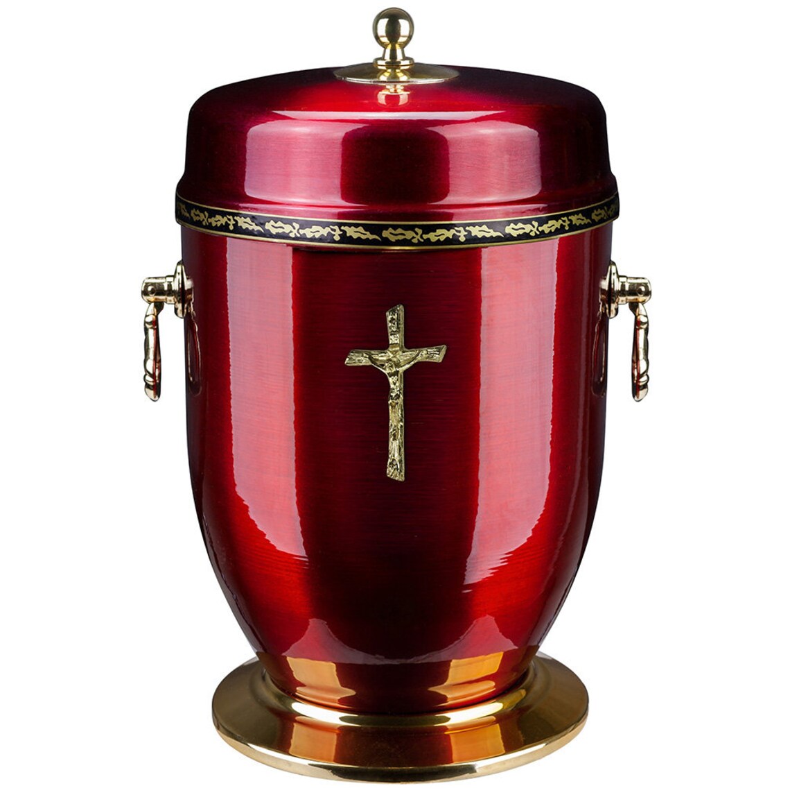 Beautiful Red Metal Cremation Urn with Gold rose Funeral Urn | Etsy