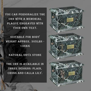 Stone Casket Natural Black Onyx Casket Cremation Ashes Urn for Adult ...